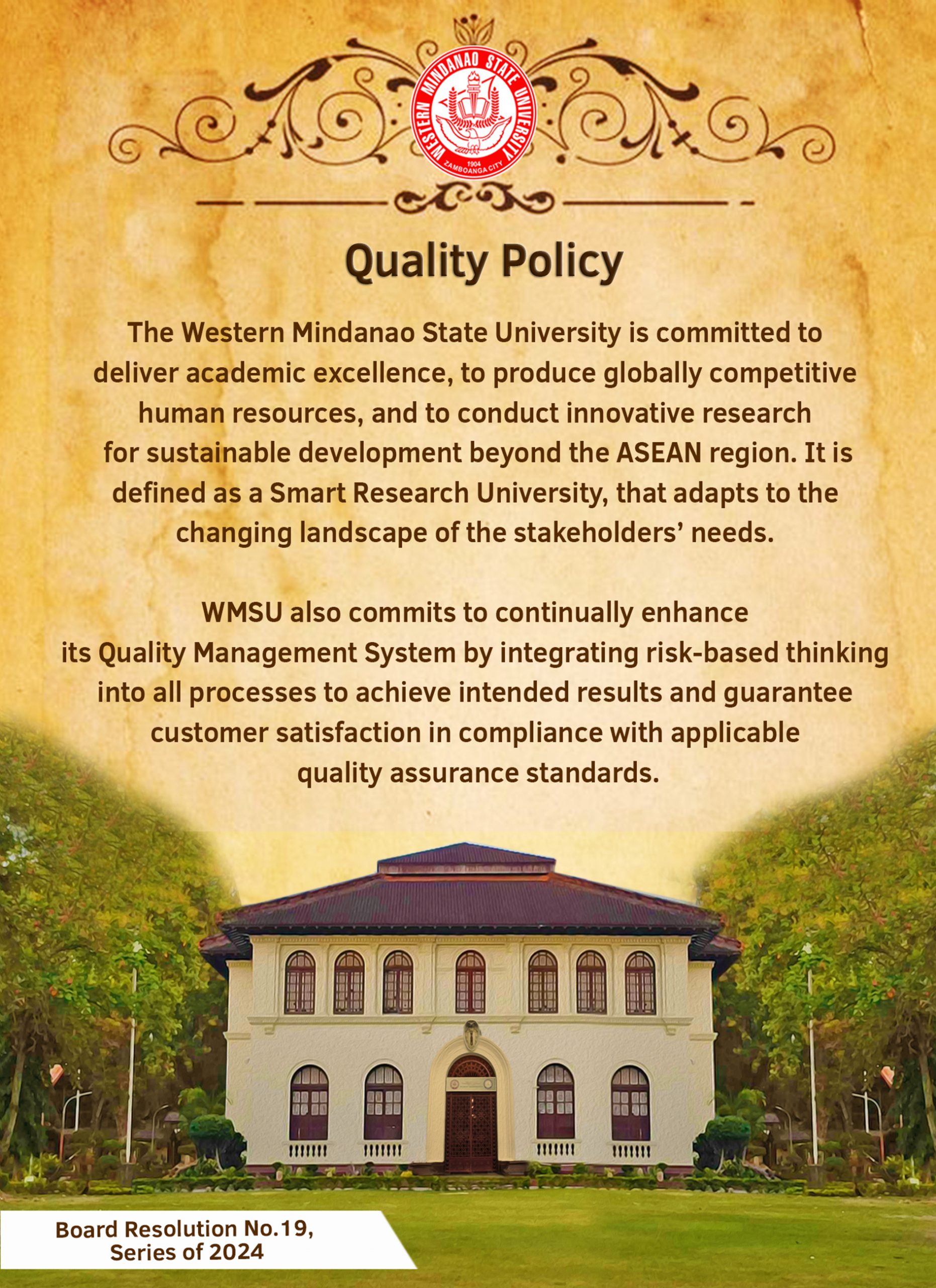 QUALITY POLICY – Western Mindanao State University
