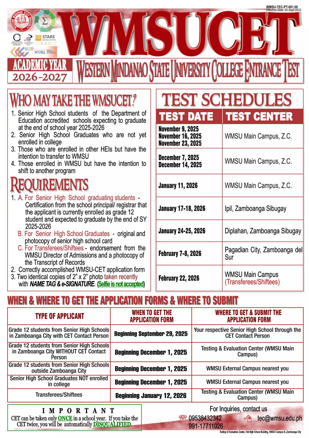 𝐖𝐌𝐒𝐔 𝐂𝐨𝐥𝐥𝐞𝐠𝐞 𝐄𝐧𝐭𝐫𝐚𝐧𝐜𝐞 𝐓𝐞𝐬𝐭 (𝐂𝐄𝐓) 𝐒𝐜𝐡𝐞𝐝𝐮𝐥𝐞 𝐟𝐨𝐫 𝐒𝐘 𝟐𝟎𝟐𝟔-𝟐𝟎𝟐𝟕 – Western ...